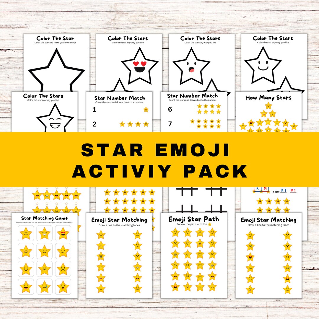 Star Emoji Activity Pack Printable Games for Car Rides, Vacation, or ...