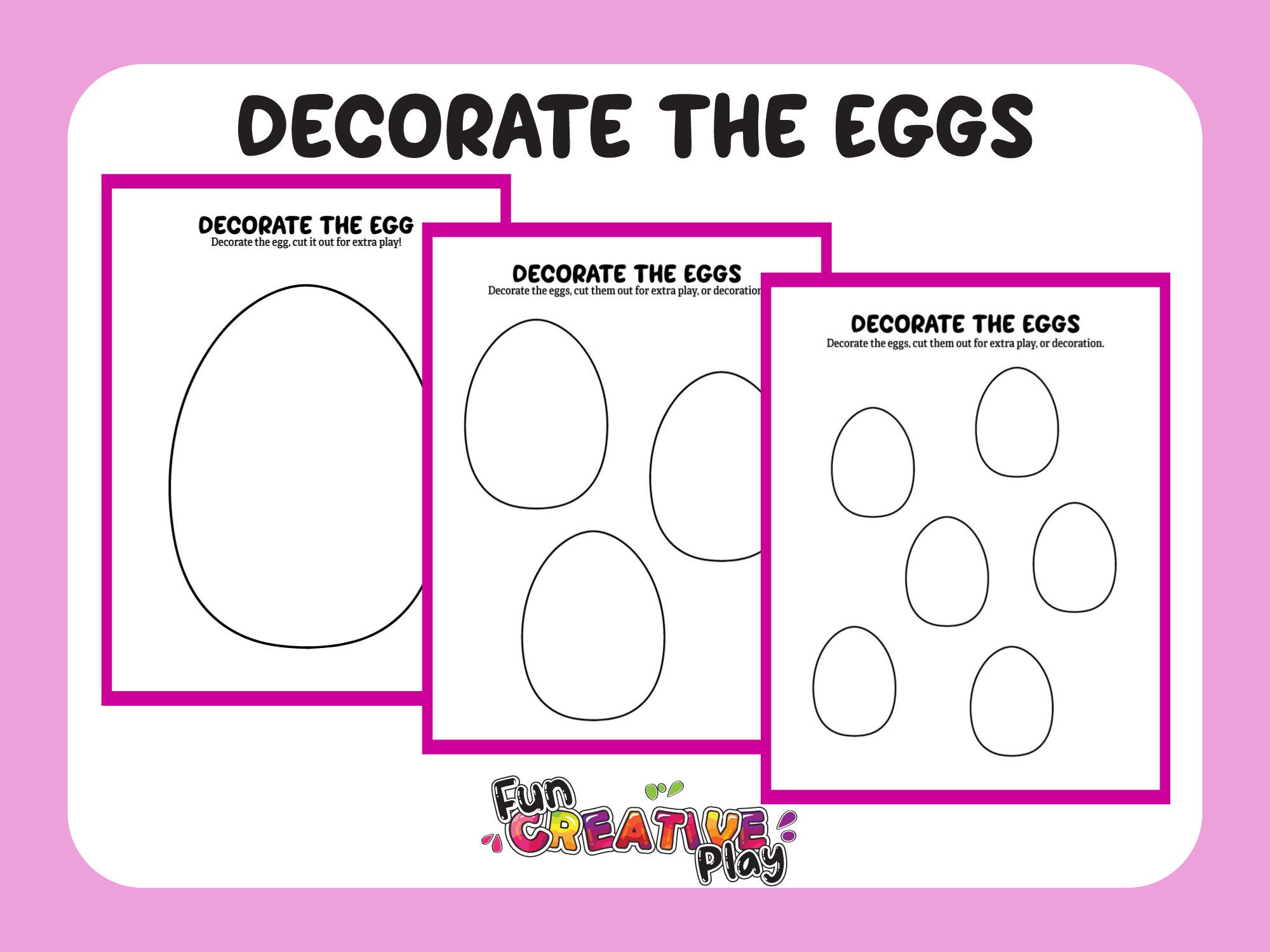Decorate the Eggs Easter Egg Coloring Printable Template Craft for Kids ...