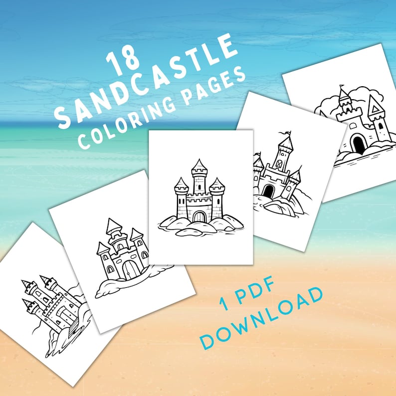 Summertime Sandcastle Coloring Page Bundle for Kids and Adults! - Etsy