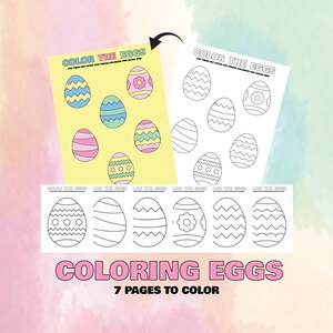 6 Easter Egg Coloring Pages Printable Download for Kids - Etsy