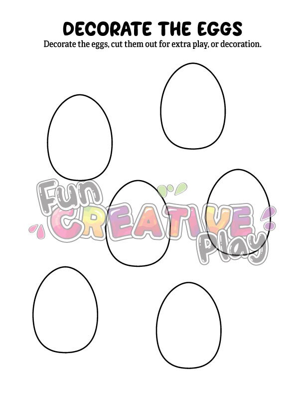 Decorate the Eggs Easter Egg Coloring Printable Template Craft for Kids ...