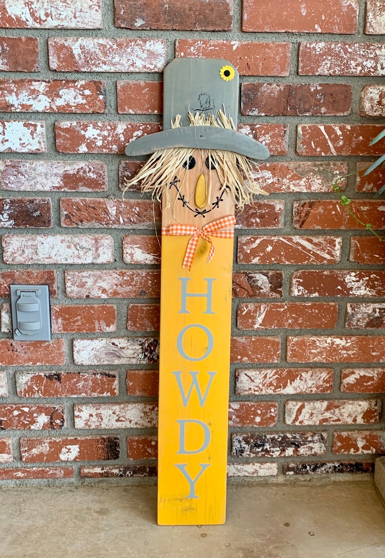 Fall Scarecrow Porch Sign Fall Welcome Sign Painted Wood Scarecrow ...