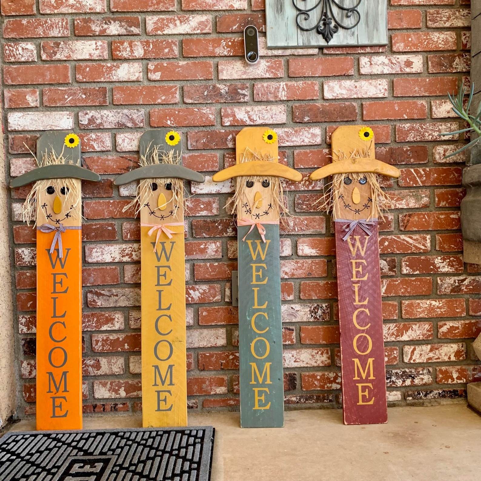 Fall Scarecrow Porch Sign Fall Welcome Sign Painted Wood Scarecrow ...