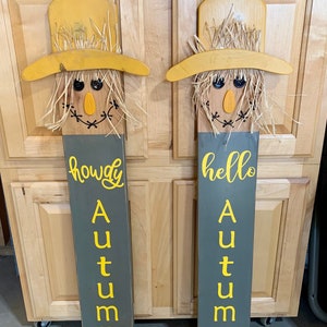 Fall Scarecrow Porch Sign Fall Welcome Sign Painted Wood Scarecrow ...