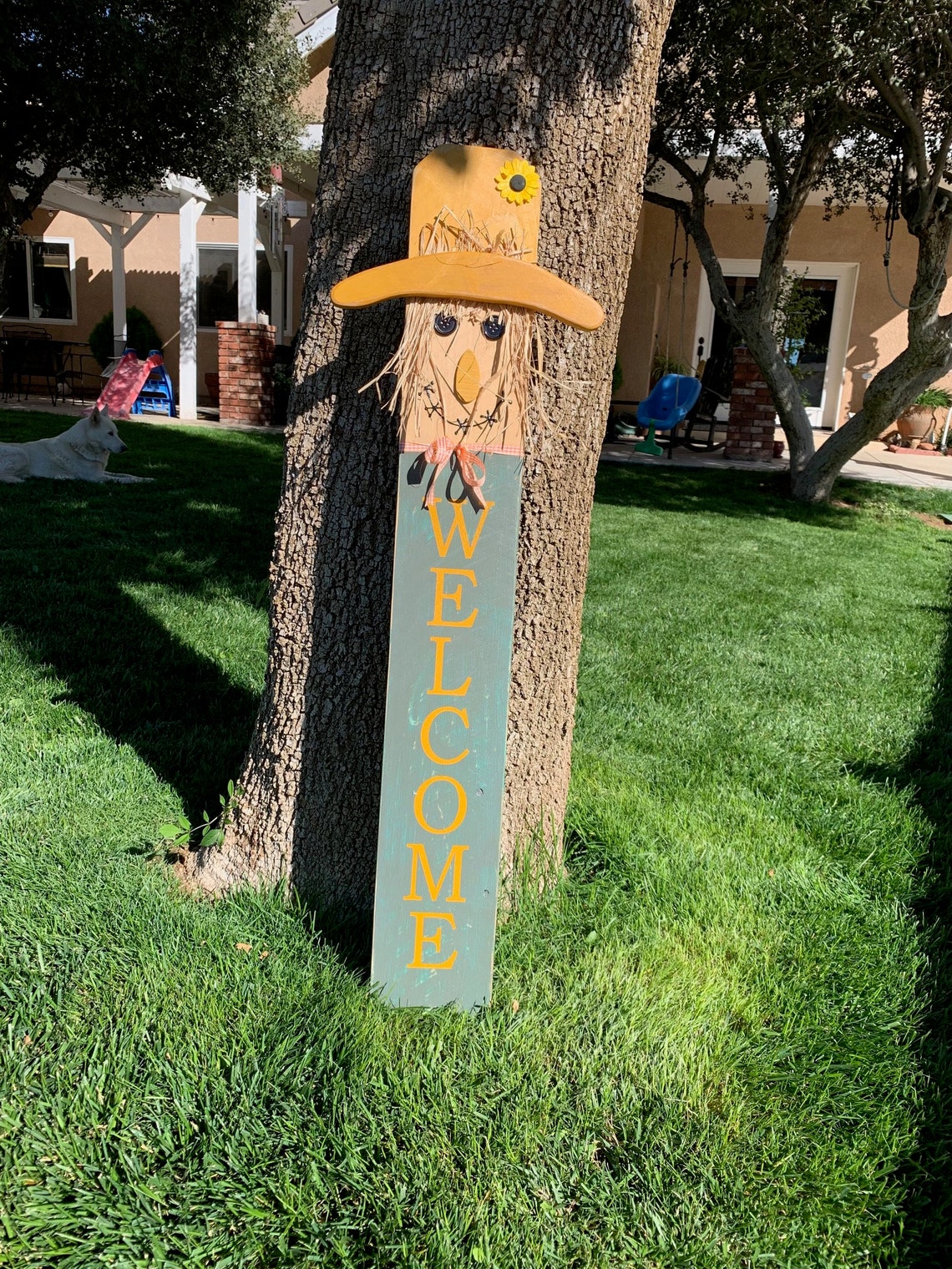 Fall Scarecrow Porch Sign Fall Welcome Sign Painted Wood - Etsy