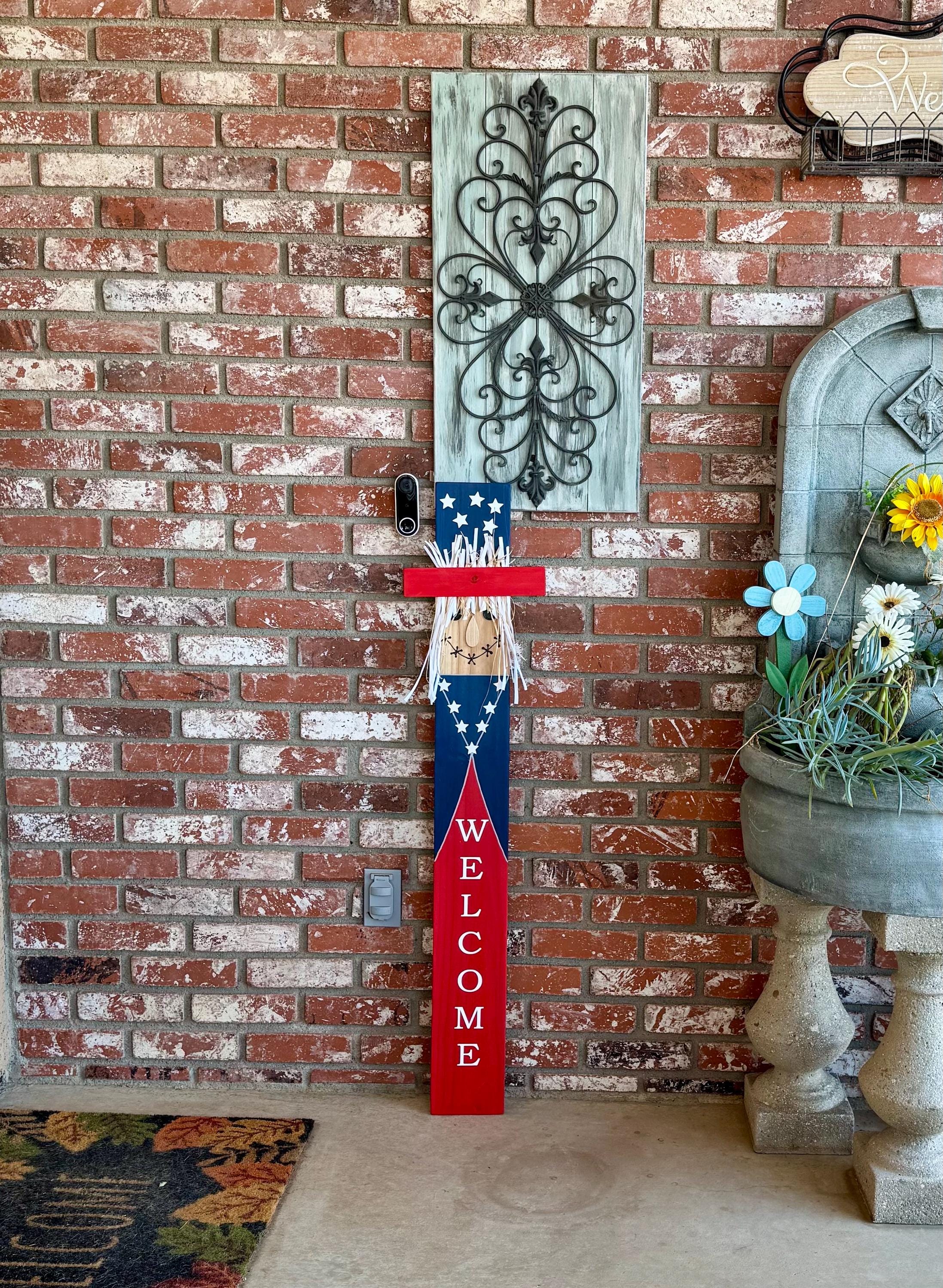 Patriotic Scarecrow Welcome Sign, Memorial Day Welcome Sign, 4th of ...