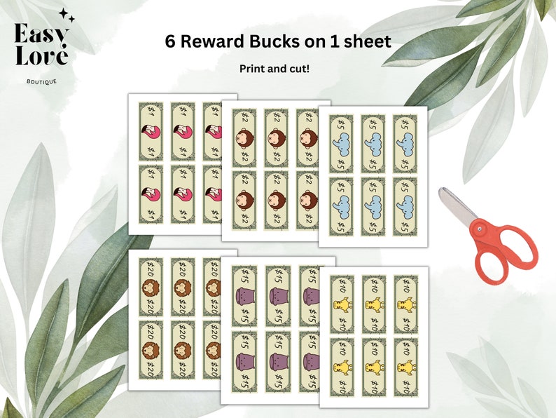 Editable Kids Reward Bucks, Printable, Mom Bucks, Editable Chore Chart ...