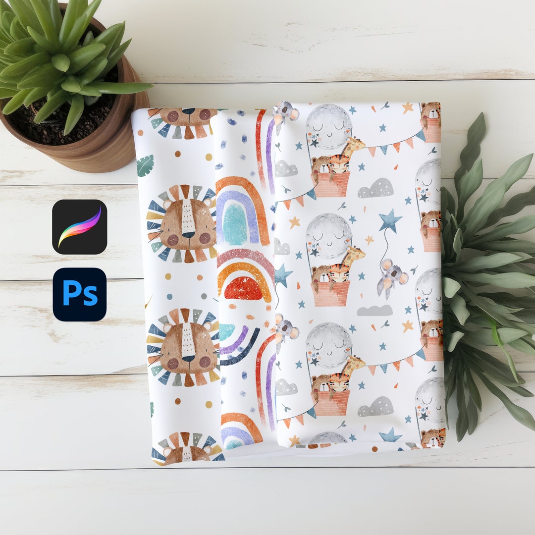 Folded Fabric Mockup Textile Mockup Seamless Pattern Mockup Pattern Template Procreate Mockup