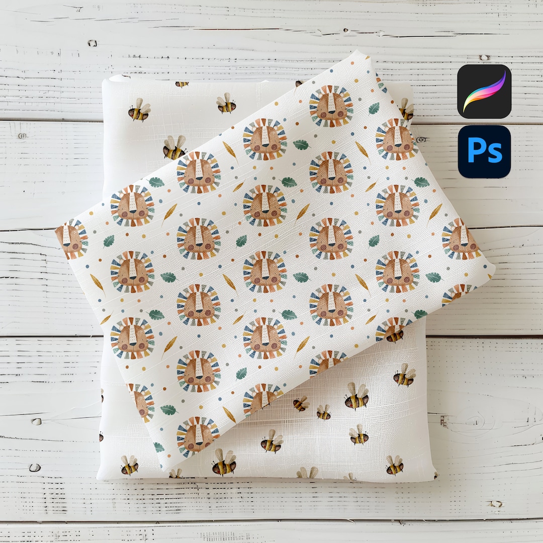 Folded Fabric Mockup Textile Mockup Seamless Pattern Mockup 2 Pattern Template Procreate Mockup