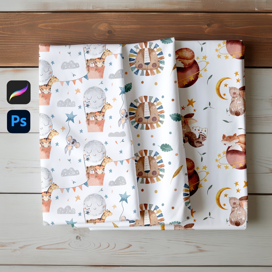 Folded Fabric Mockup Textile Mockup 3 Sheets Seamless Pattern Mockup Pattern Template Procreate