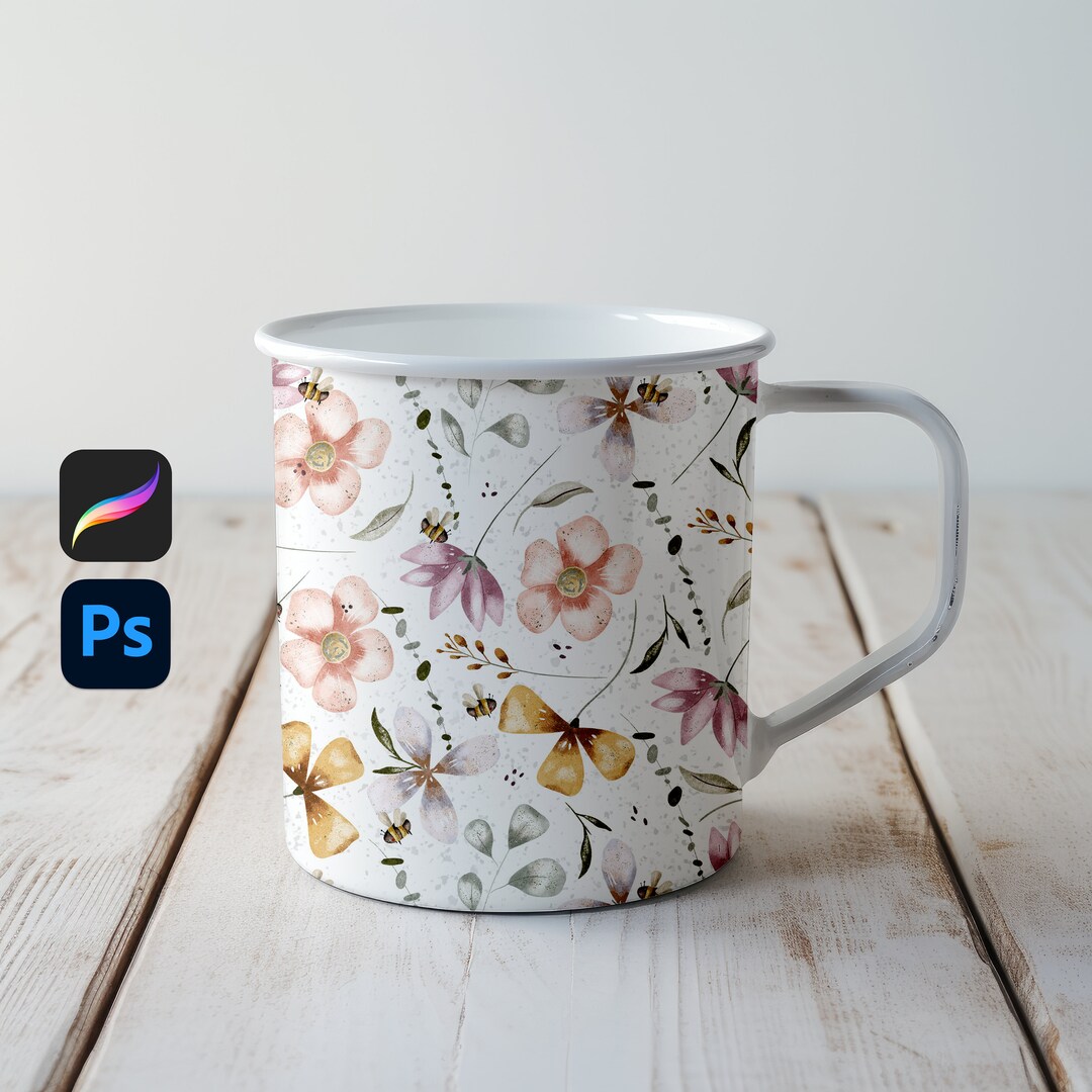 Seamless Pattern Minimalist Mug Mockup Photoshop Mockup Procreate ...