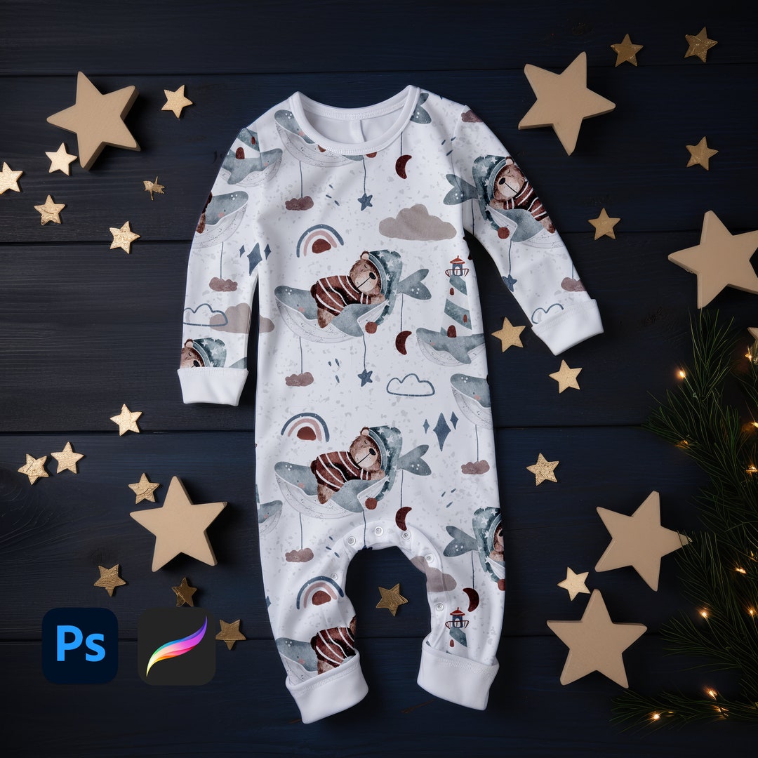 Baby Sleepsuit Mockup Sleepsuit Mock-up Seamless Pattern Mockup Baby ...