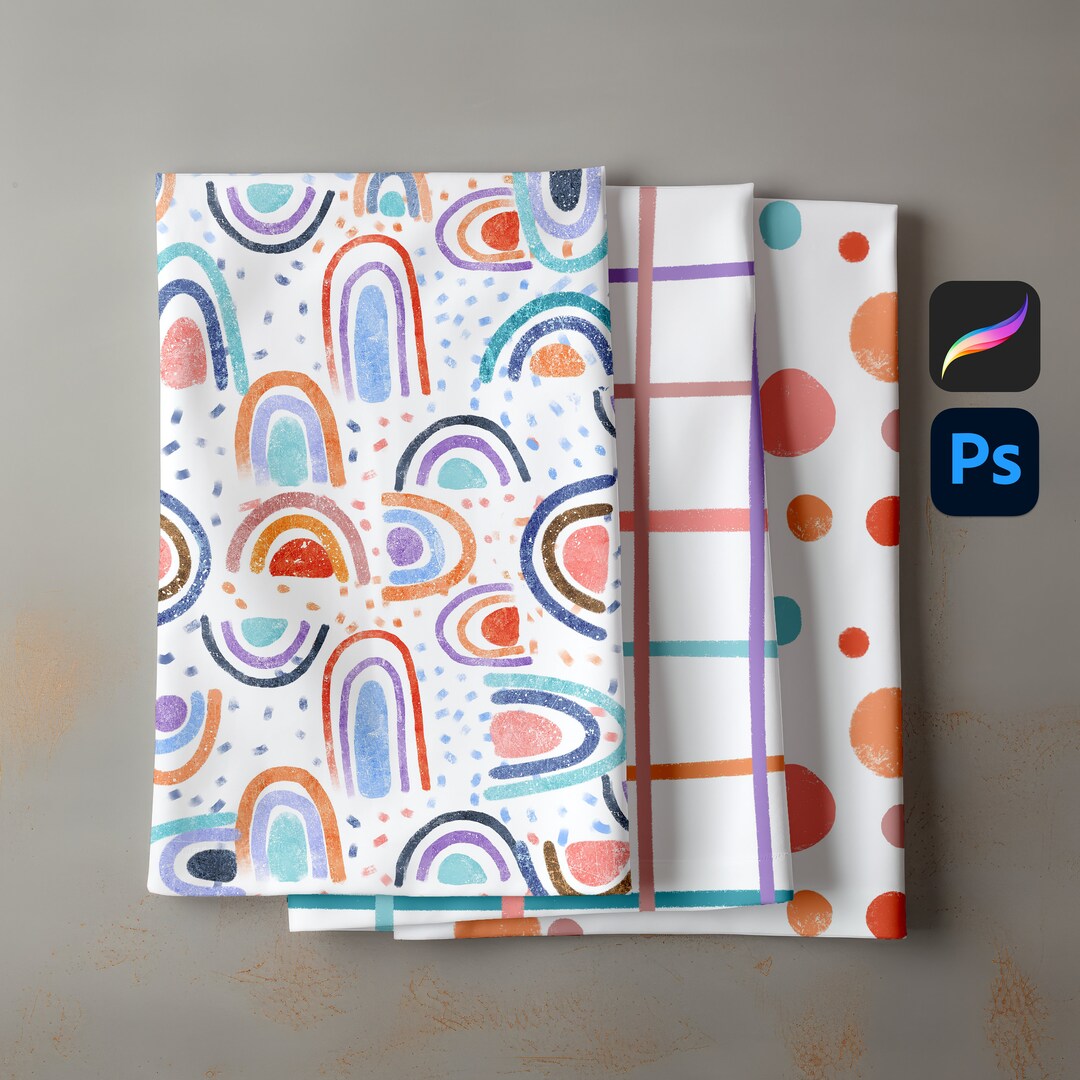 Folded Fabric Mockup Textile Mockup Seamless Pattern Mockup Pattern Template Procreate Mockup