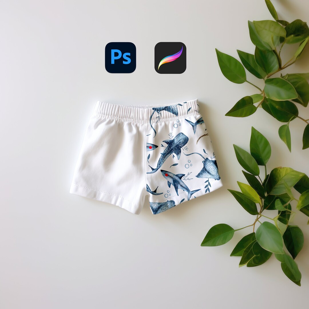 Kids Shorts Mockup Photoshop Mock-up Procreate Mockup Kids Bummies ...