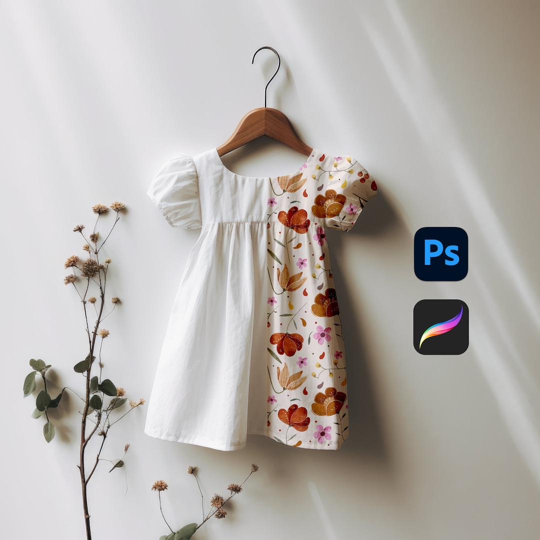 Girls Smock Dress Mockup Kids Clothing Mock-up Childrens Dress Mockup ...
