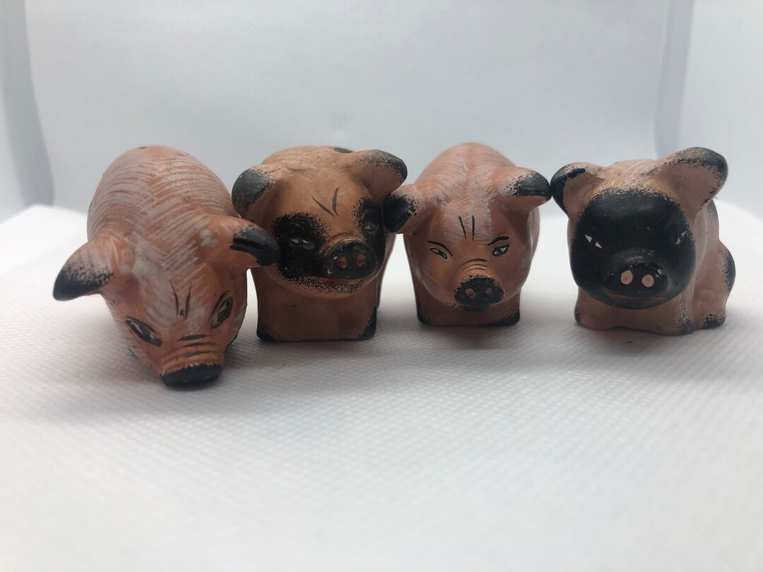 Set of 4 Vintage Creepy Looking Pigs - Etsy