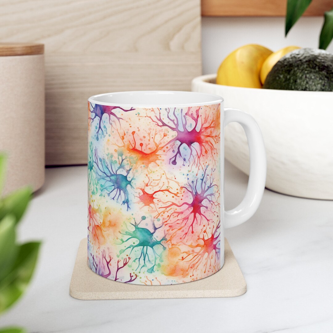 11 Oz Neuroscience Mug | Watercolor Neurons Mug, Brain Science Mug ...
