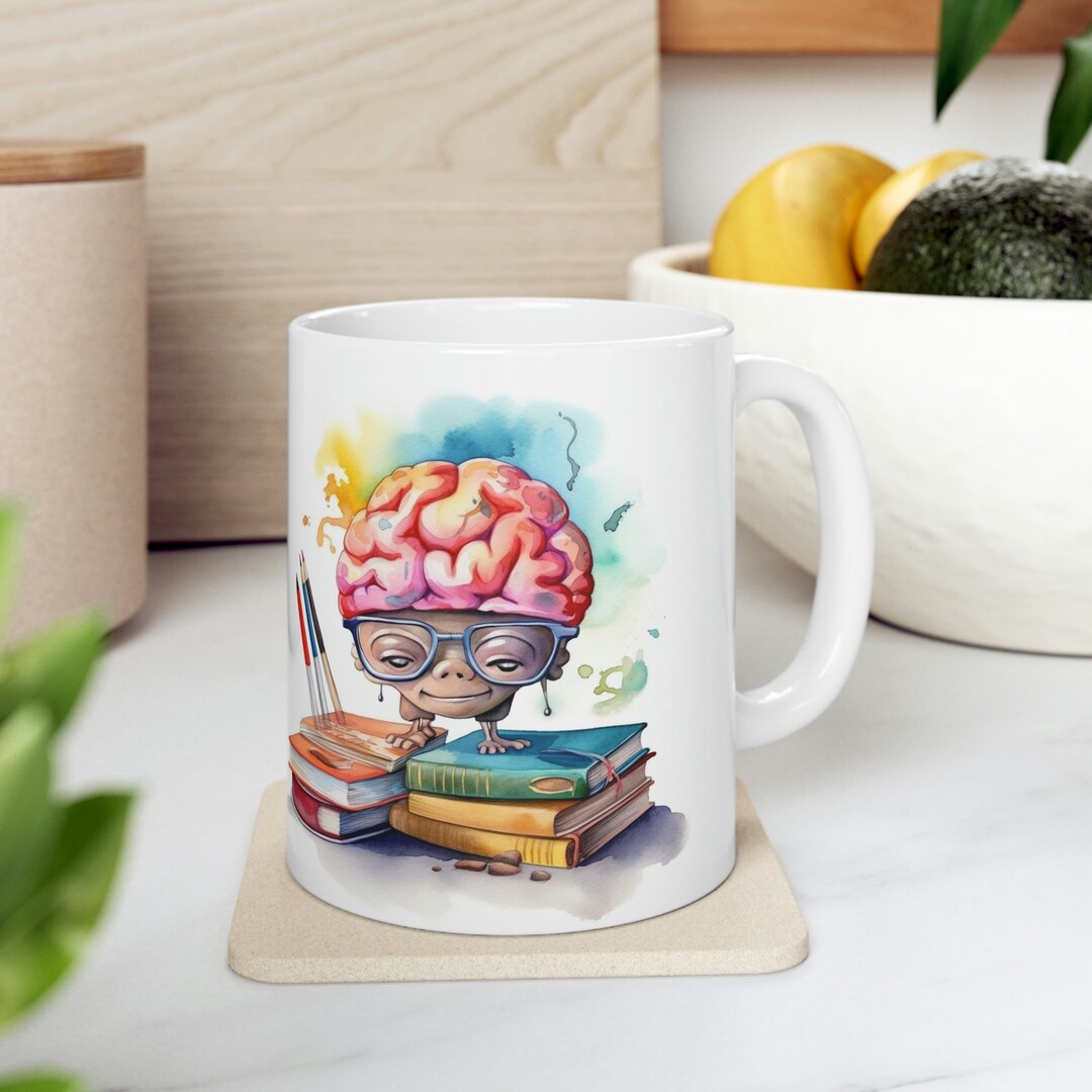 Smarty Brain - 11 Oz - Watercolor Mug for Neuroscientists, Medical ...