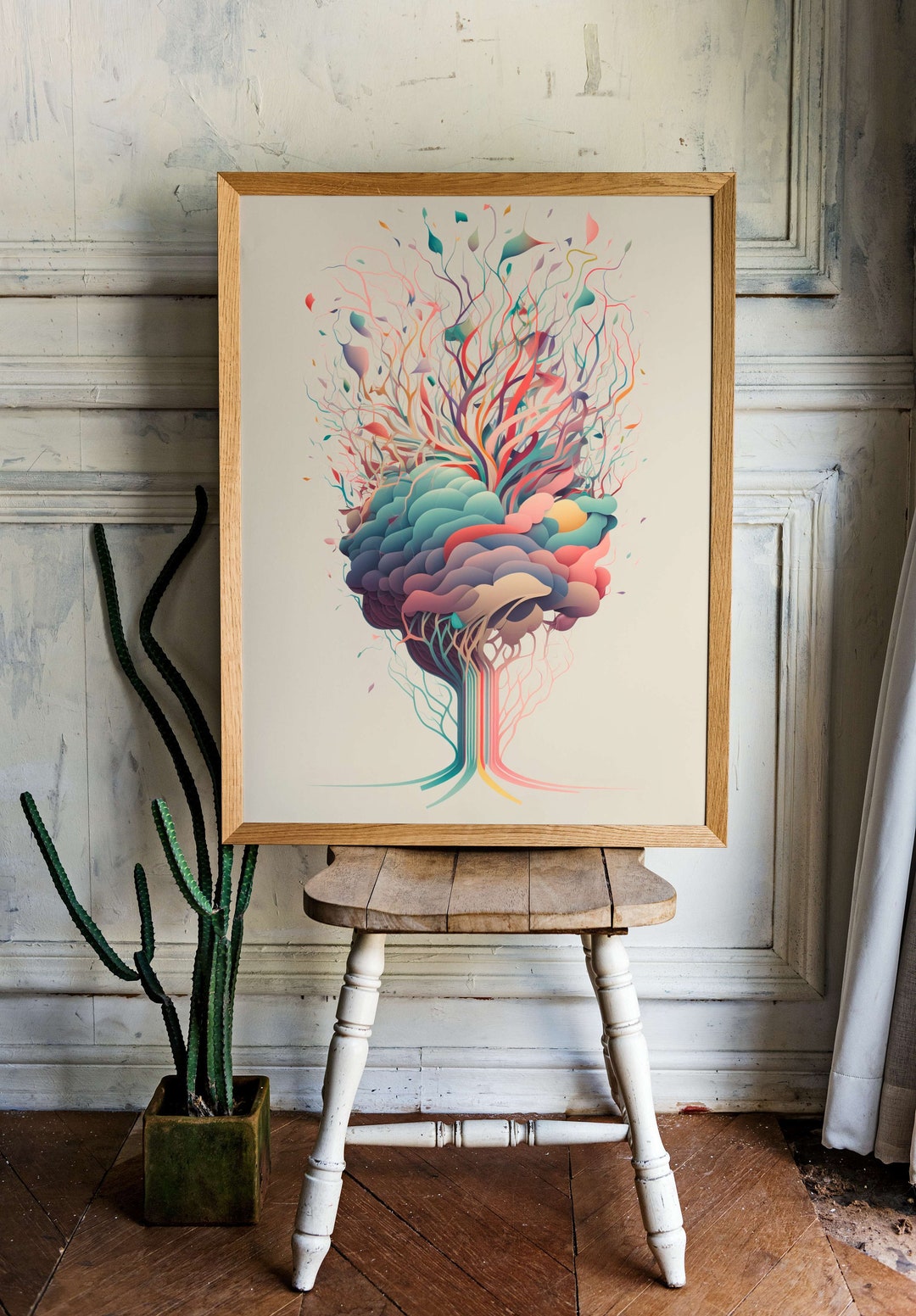Minimalistic Pastel Brain Art Print, Digital Download - Etsy