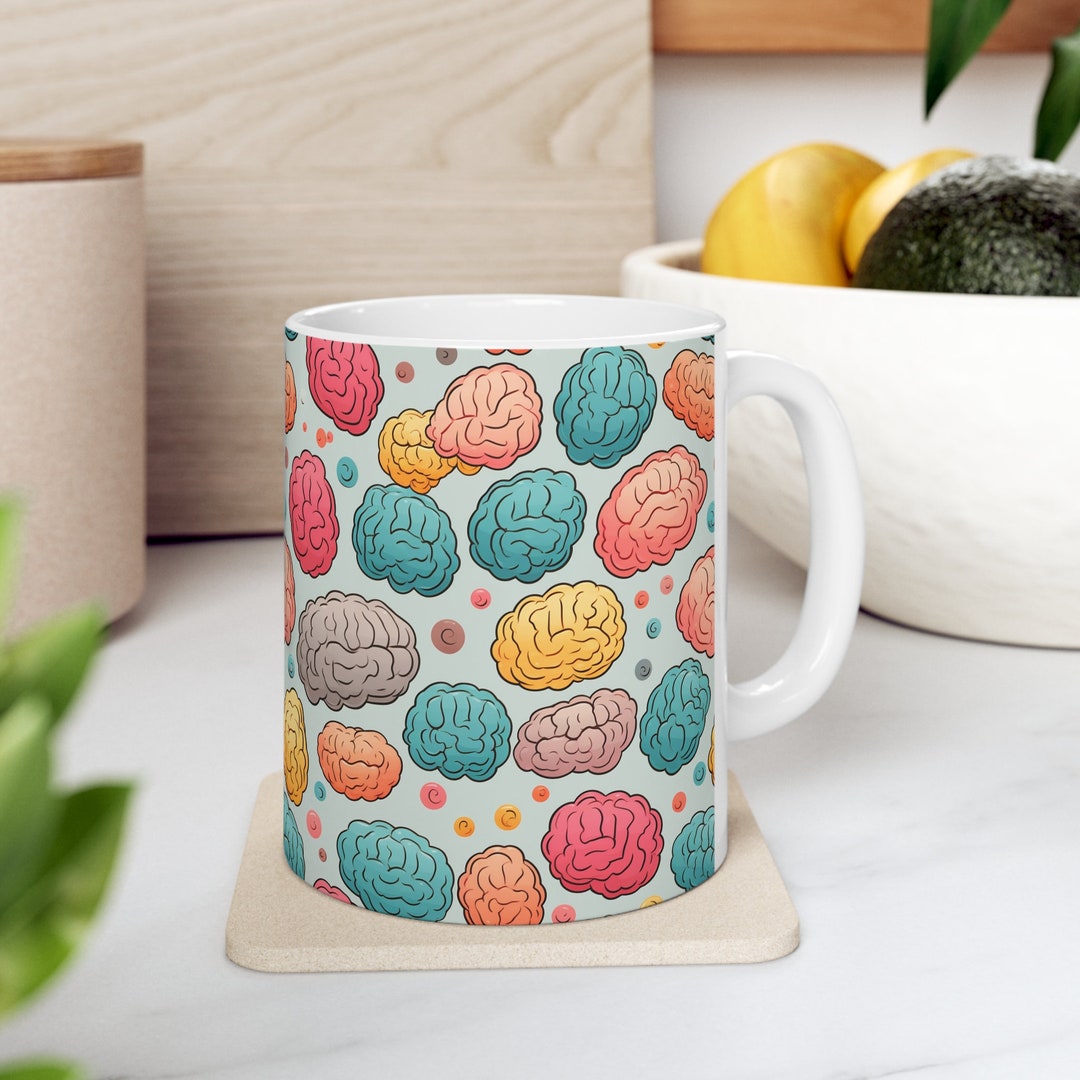 Colorful Brain Parade Mug - Playful Neuroscience 11oz Ceramic Cup - Etsy
