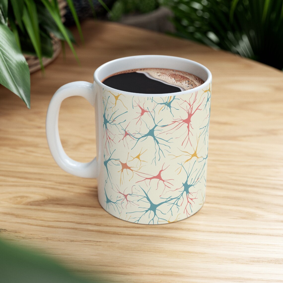 Minimalist Neuron Network Mug - Pastel Neuroscience Coffee Cup - Unique ...