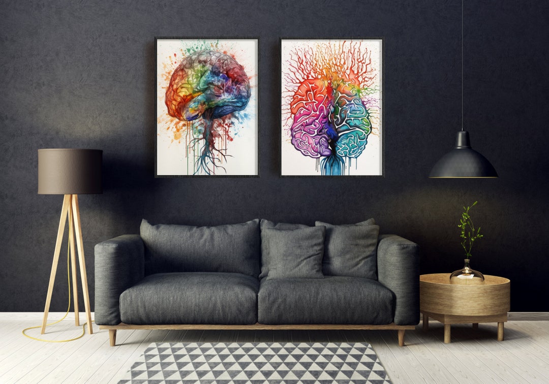Watercolor Brain Synapse Digital Art Bundle - Set of 2 Instant Download ...