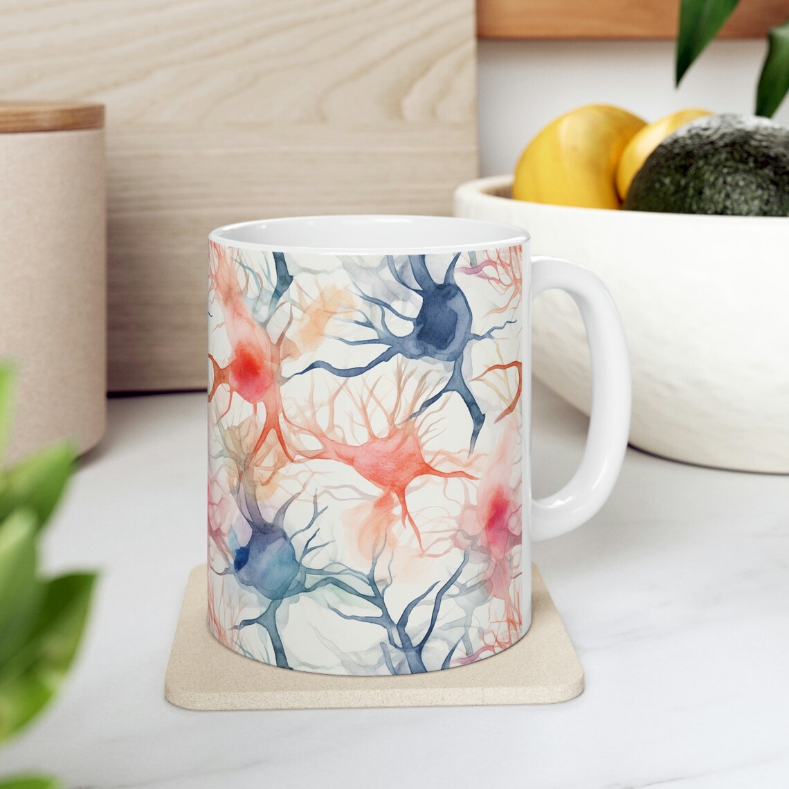 Watercolor Brain Synapse Mug for Neuroscience Enthusiasts - A Fusion of ...