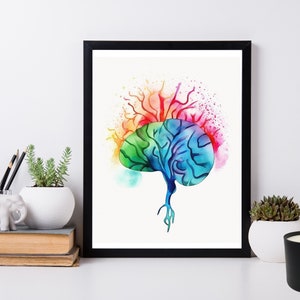 Watercolor Brain Art Digital Download Set of 4 - Neurological ...
