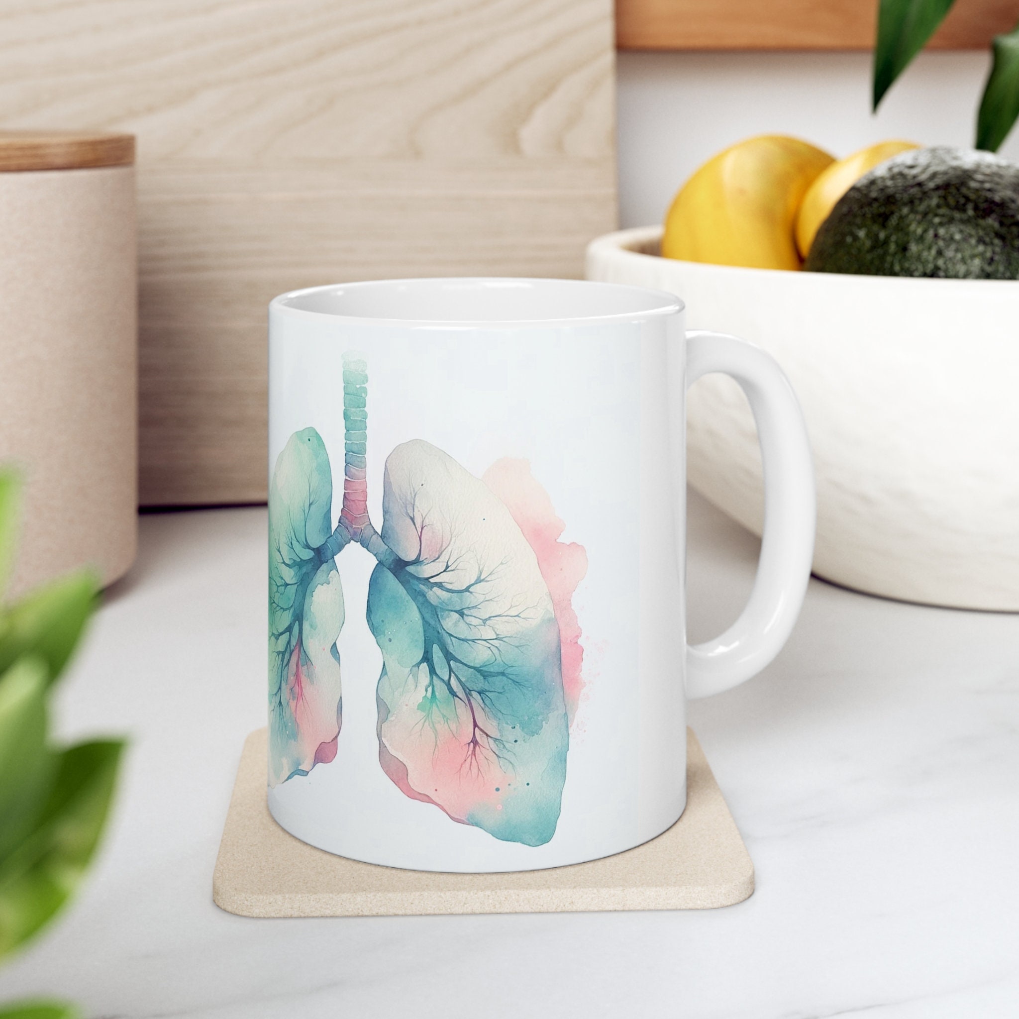 Elegant Watercolor Lung Mug - Mindful Breathing 11oz Ceramic Cup - Etsy