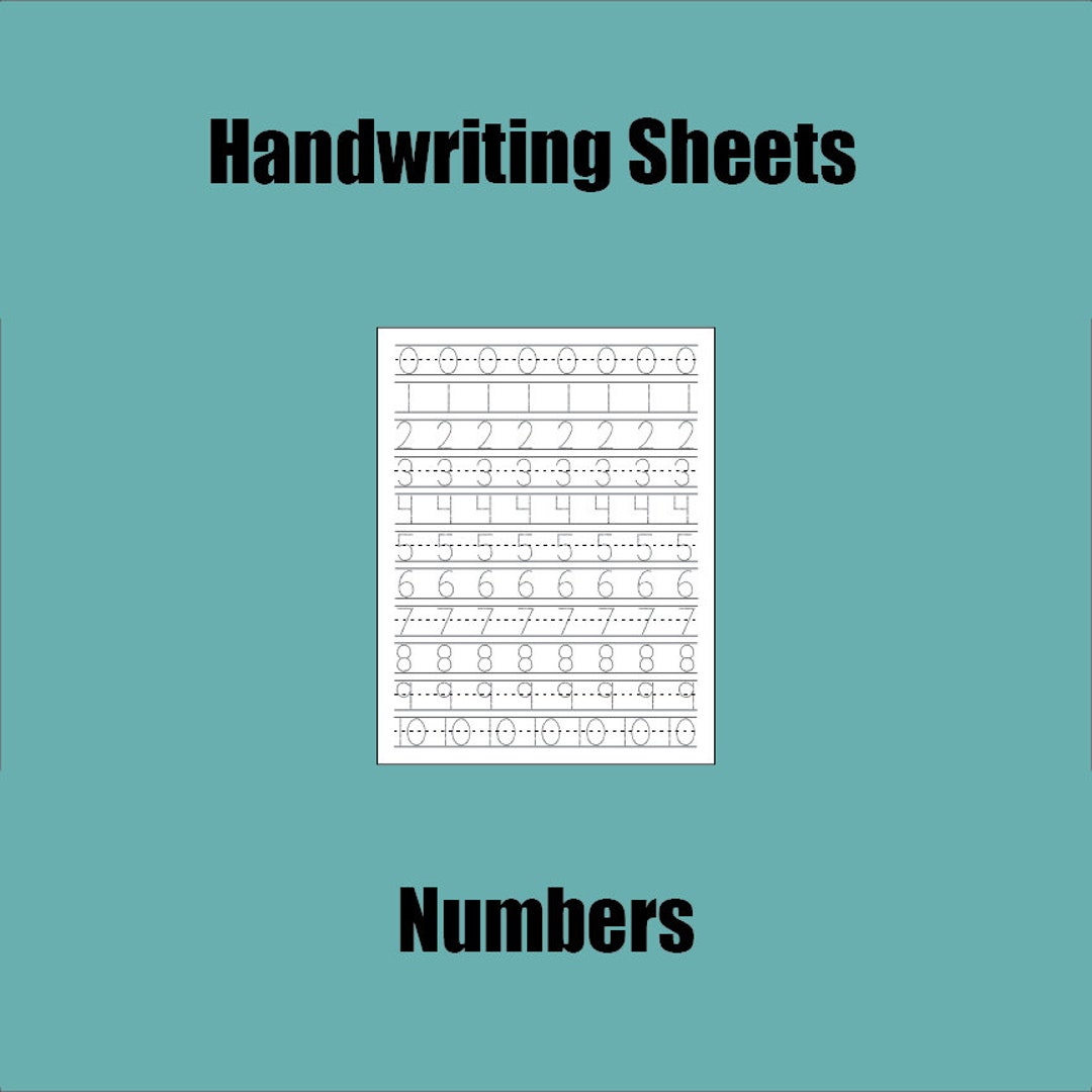 Numbers Handwriting Sheets digital - Etsy