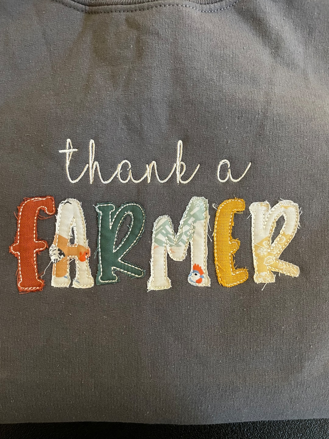 Thank a Farmer Appliqué Embroidered Sweatshirt, Farmer, Farm Life ...