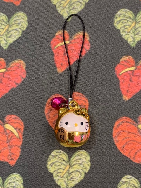 Kawaii Mini Hello Kitty HK Lucky Cat Bell Keychain Phone Charm - Etsy