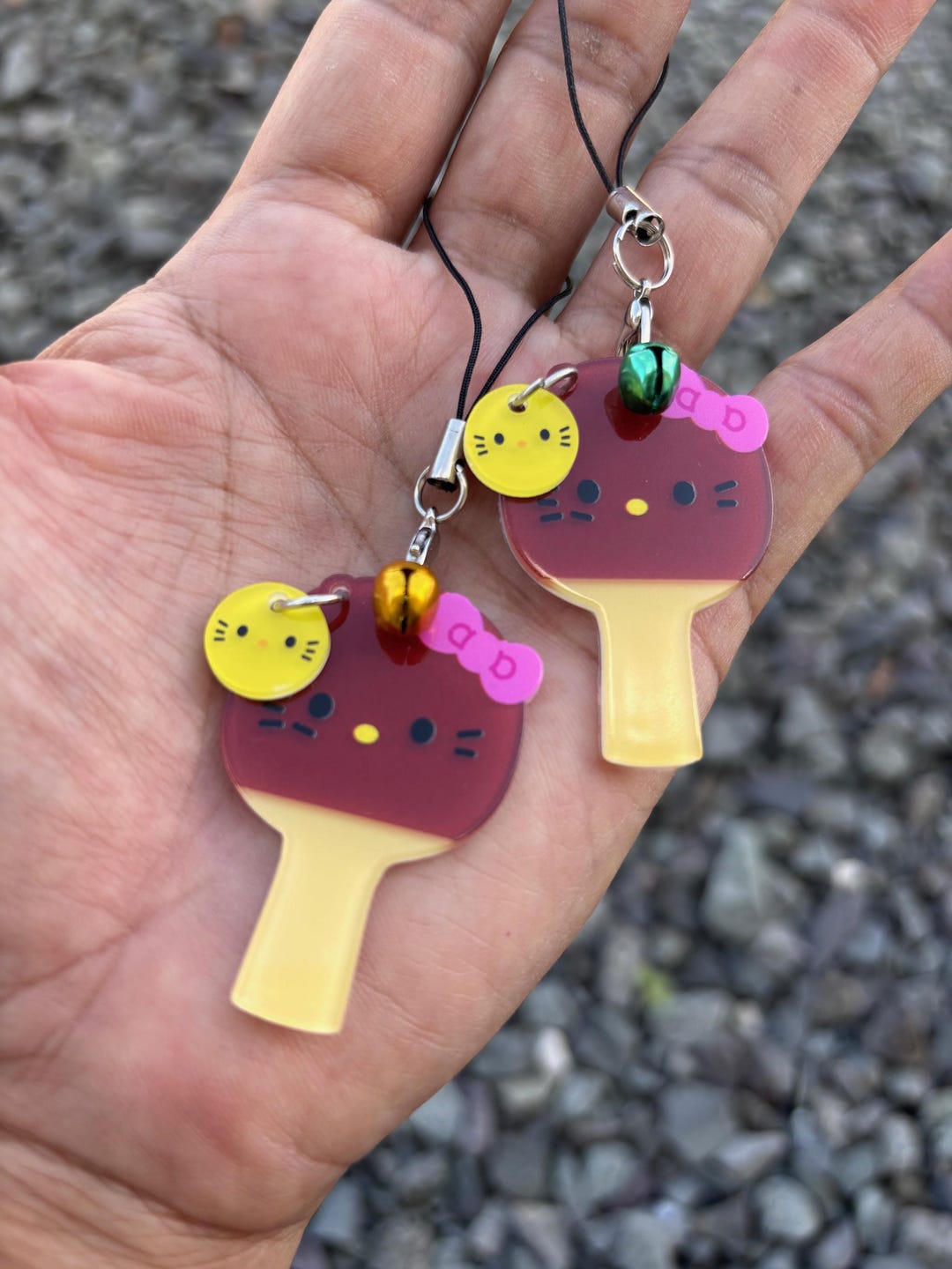 Hello Kitty Tennis Paddle and Ball Cosplay Lucky Keychain Bag Charm Phone Charm - Etsy