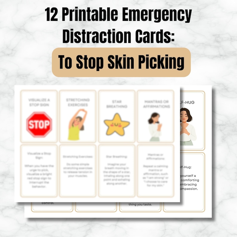 12 Printable Emergency Distraction Cards to Stop Skin Picking - Etsy