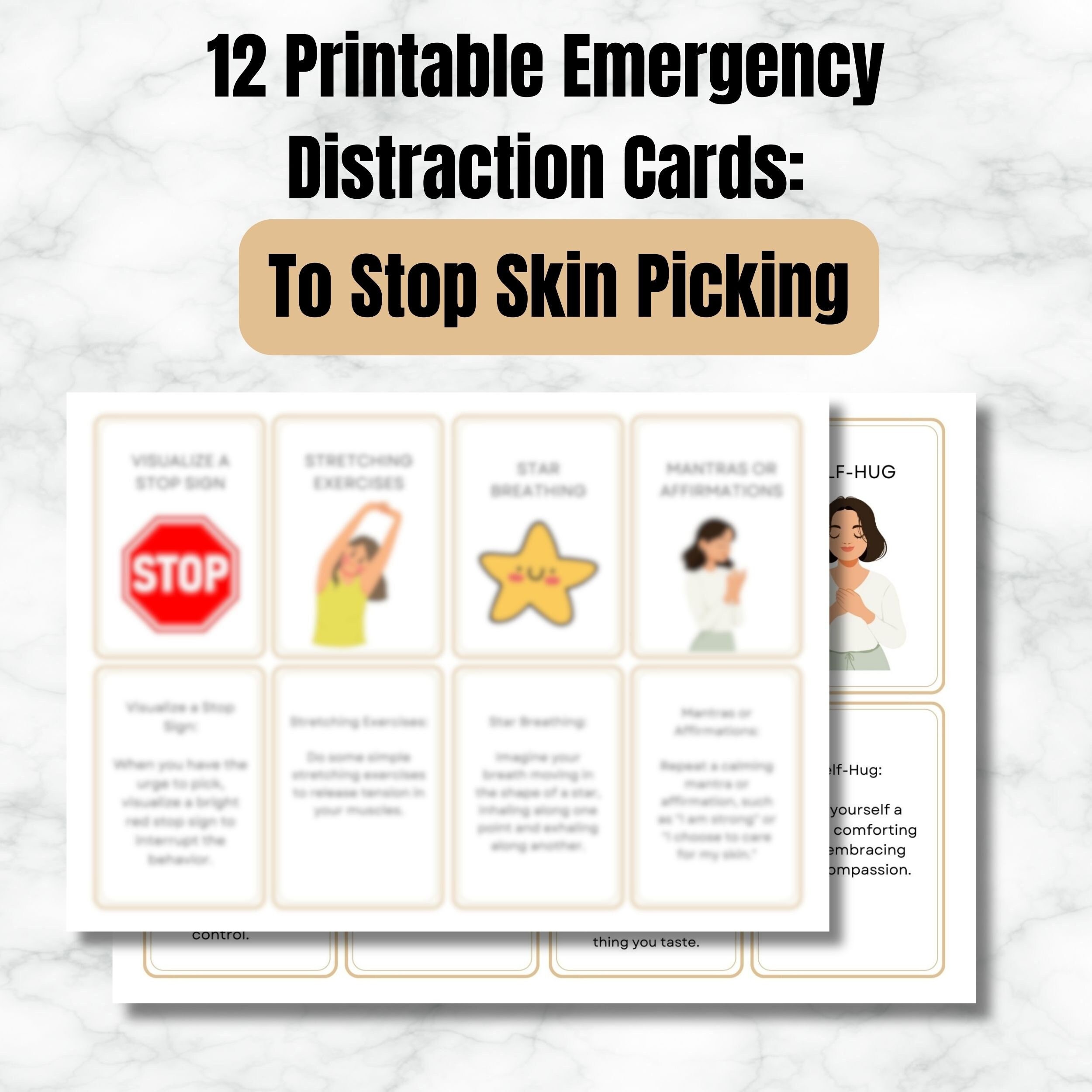 12 Printable Emergency Distraction Cards to Stop Skin Picking - Etsy