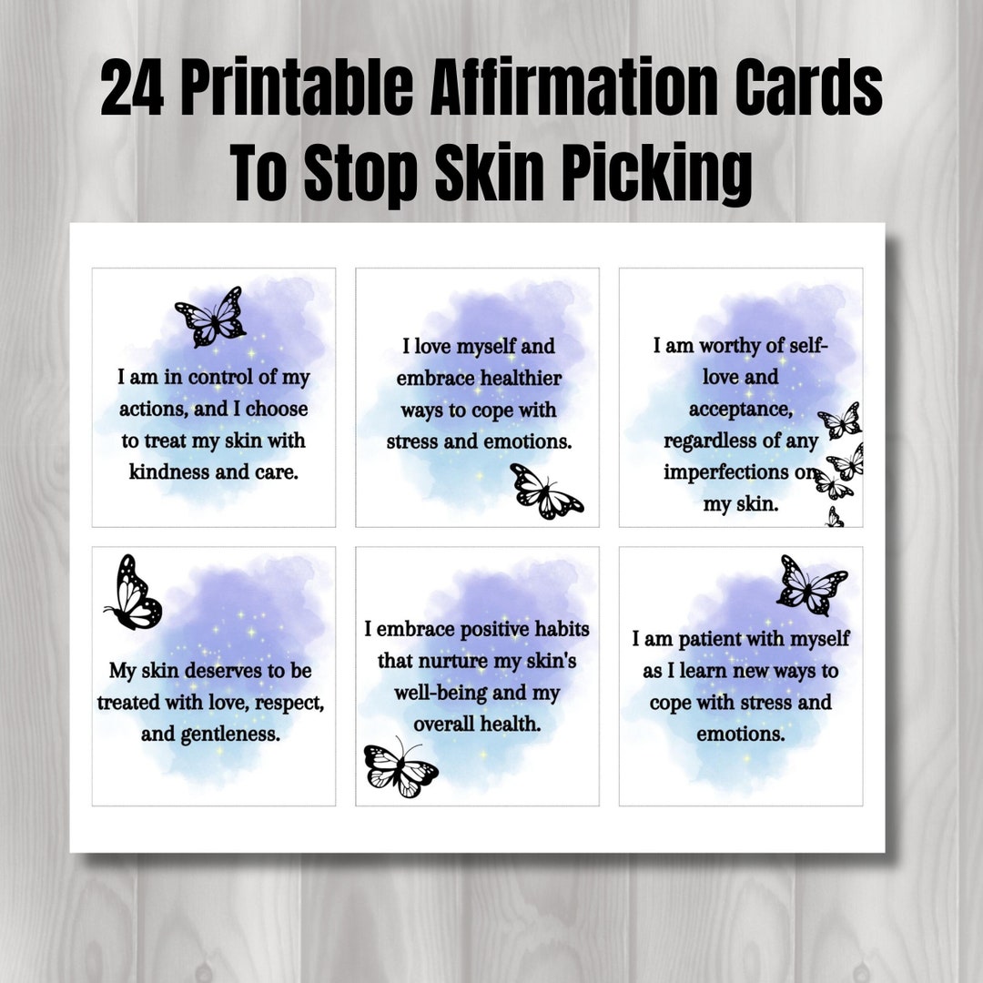 24 Printable Affirmation Cards to Stop Skin Picking - Etsy