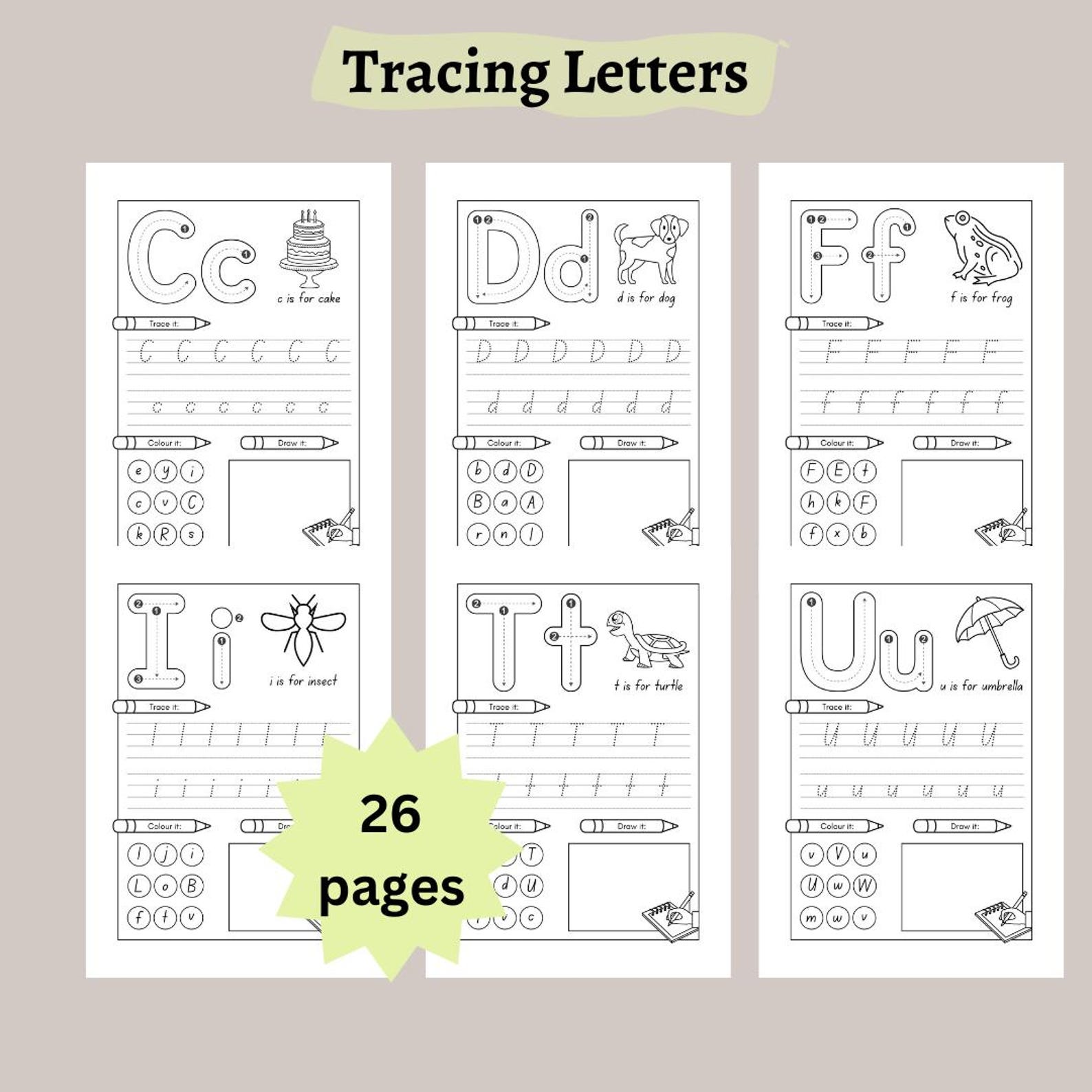 A-Z Alphabet Coloring and Tracing Worksheets for Kids (homeschool ...