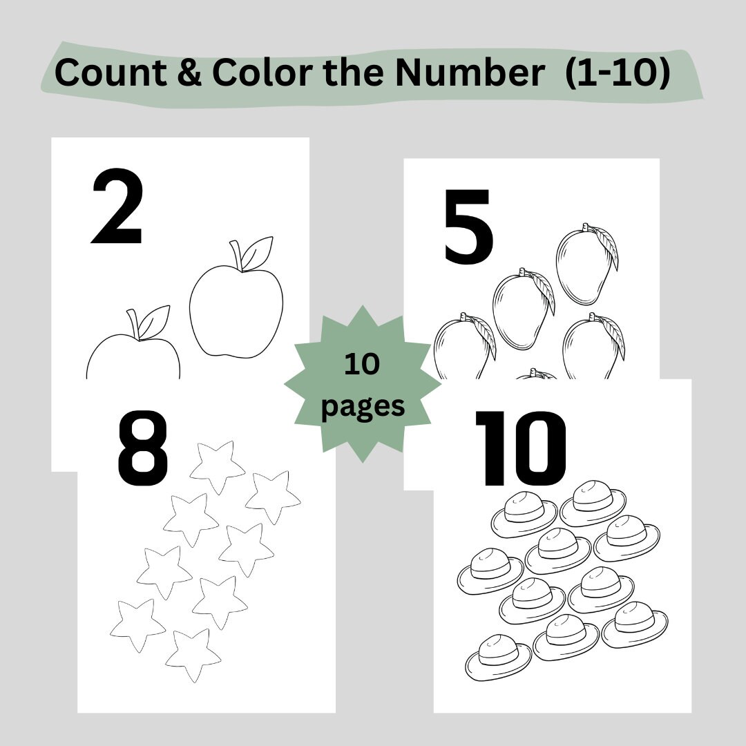 Trace, Count & Color Numbers Worksheets homeschool, Preschool, Toddler ...