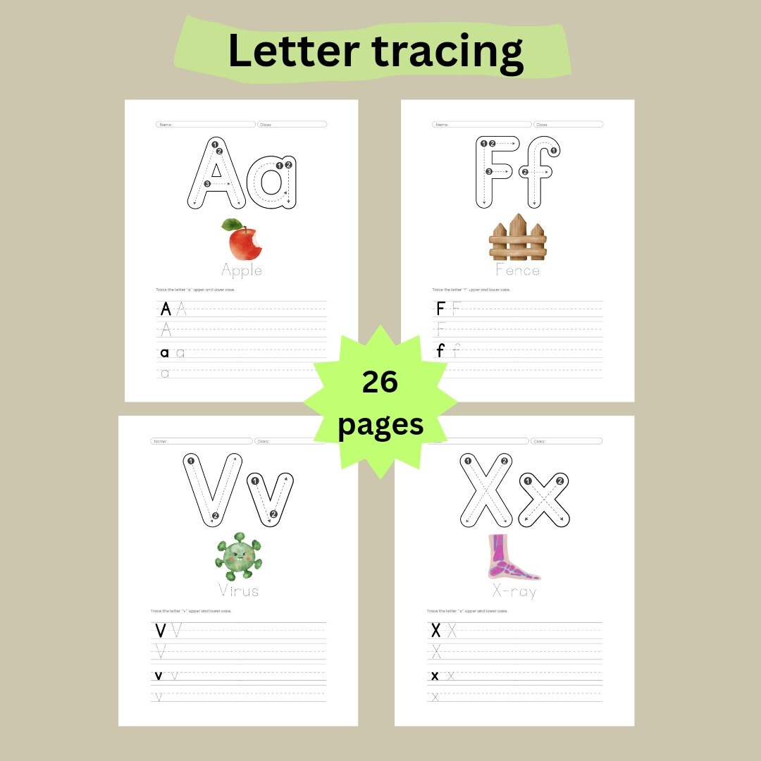 Uppercase & Lowercase Letter Tracing Worksheetshomeschool, Preschool ...