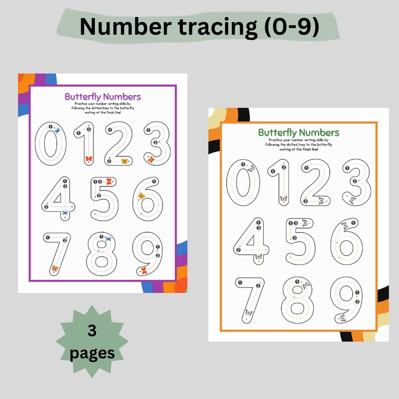 Trace, Count & Color Numbers Worksheets (homeschool, Preschool, Toddler ...