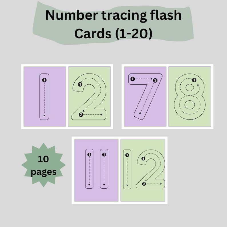 Number Tracing Flash Cards Worksheets (homeschool, Preschool, Toddler ...
