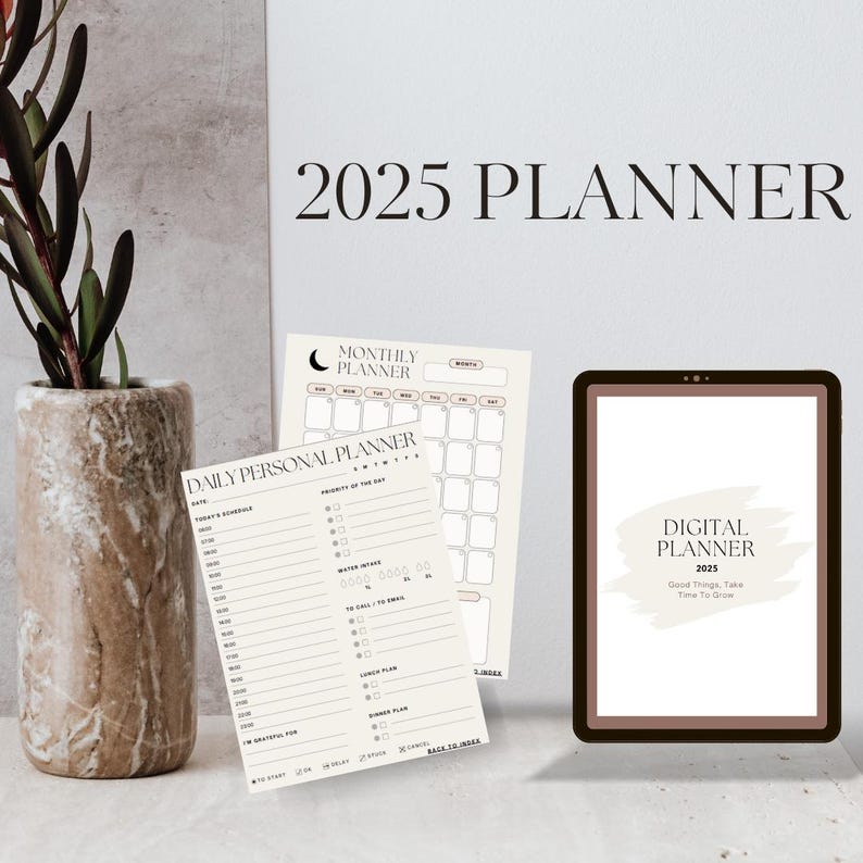 2025 Digital Planner, Daily, Weekly, 2025 Dated Monthly, Undated Monthly, Yearly Pages ...