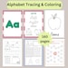 Alphabet Tracing and Coloring Worksheets, Homeschool Printable (digital ...