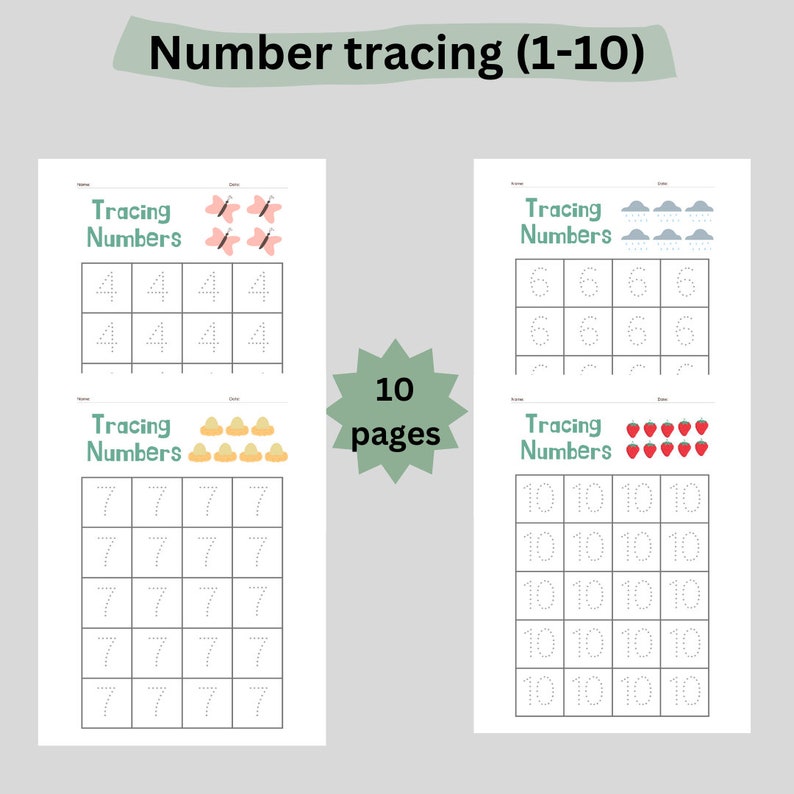 Trace, Count & Color Numbers Worksheets homeschool, Preschool, Toddler ...