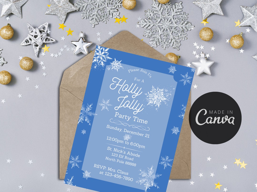 Editable holly Jolly Holiday Party Invitation - Etsy