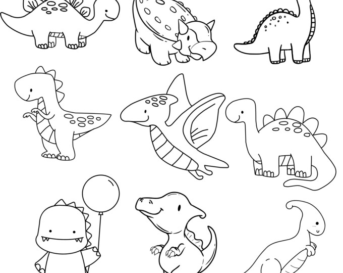 Dinosaur SVG Bundle T-rex Brontosaurus Stegosaurus Triceratops Outline ...