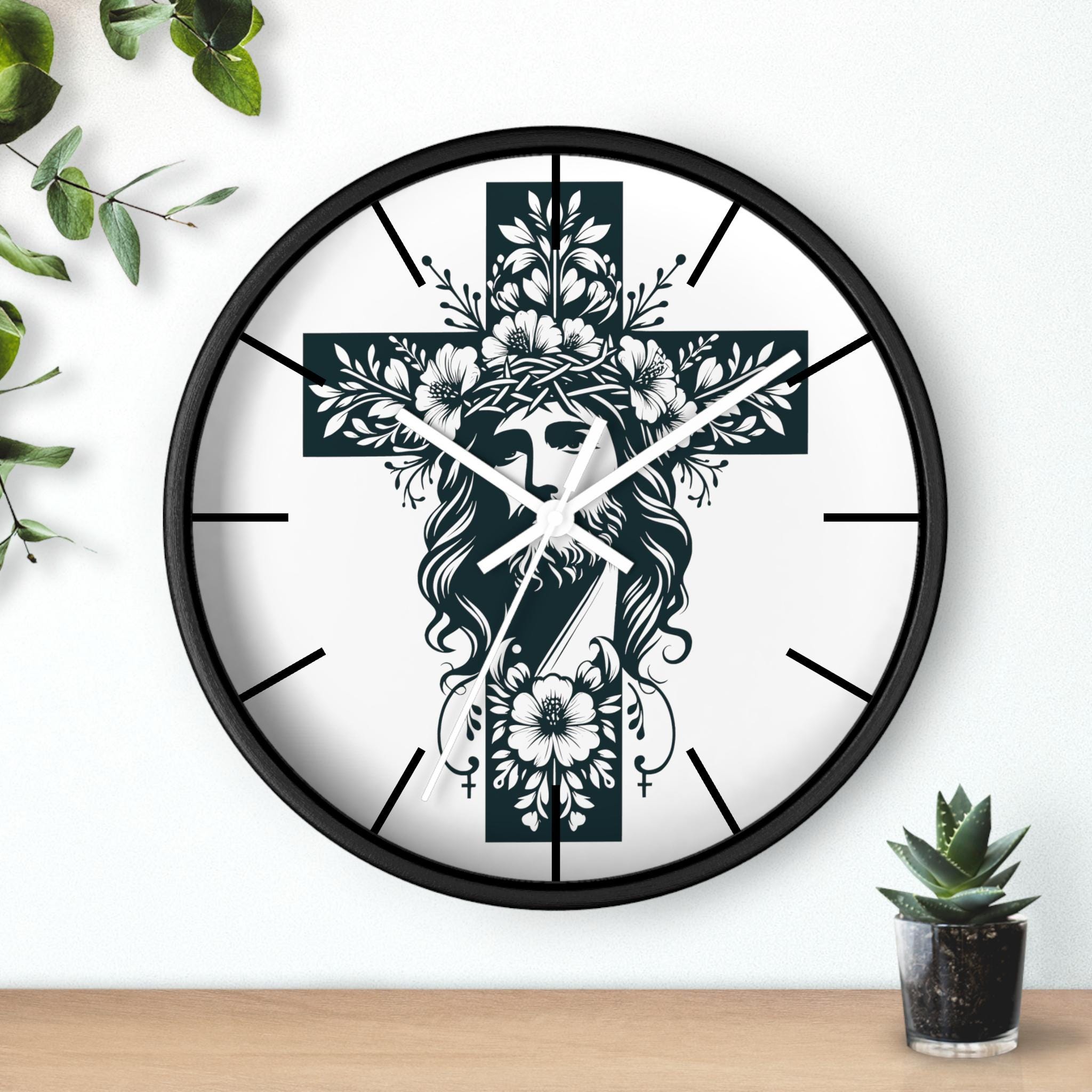 Vintage Jesus Floral Wall Clock, Christian Decor, Religious Home Decor ...