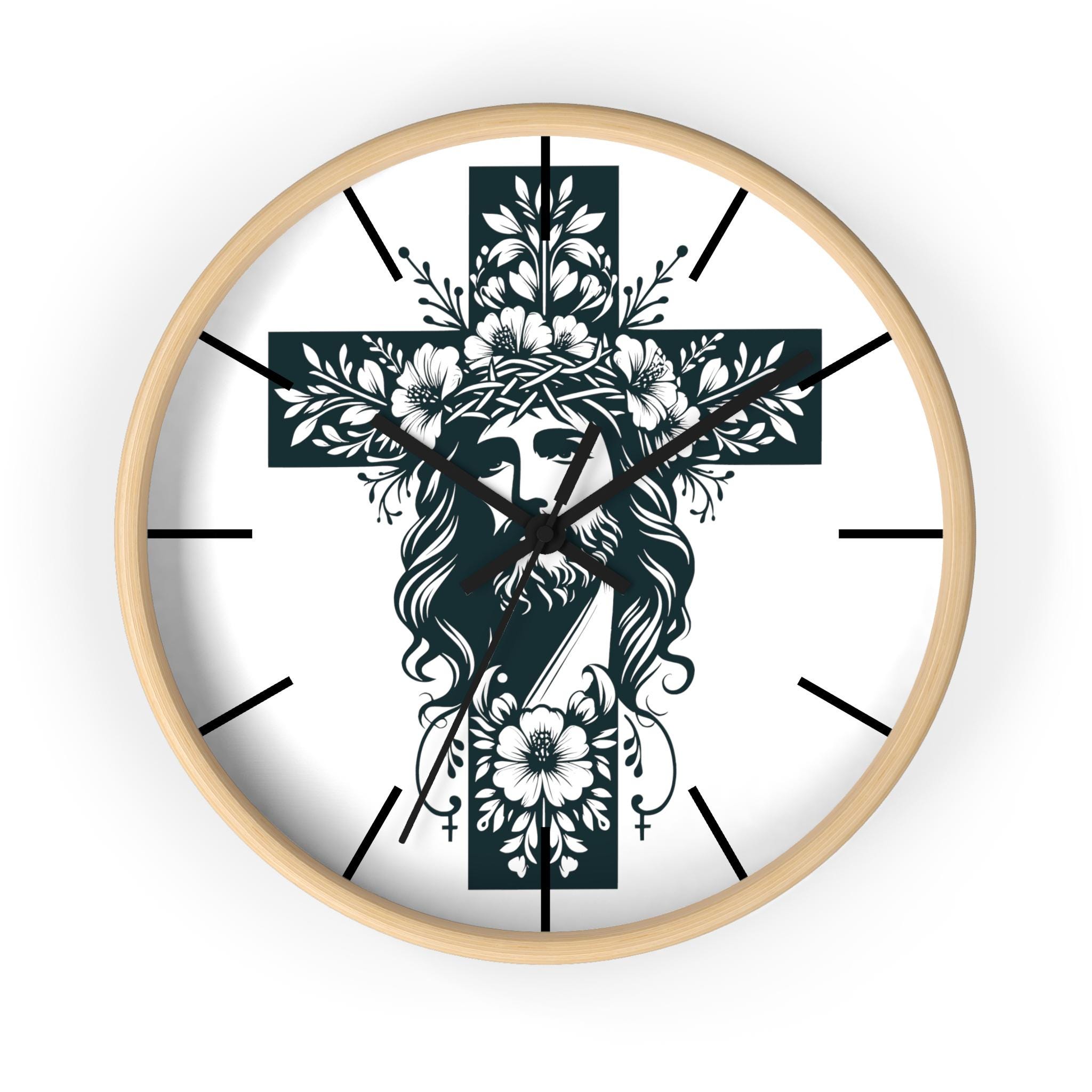 Vintage Jesus Floral Wall Clock, Christian Decor, Religious Home Decor ...