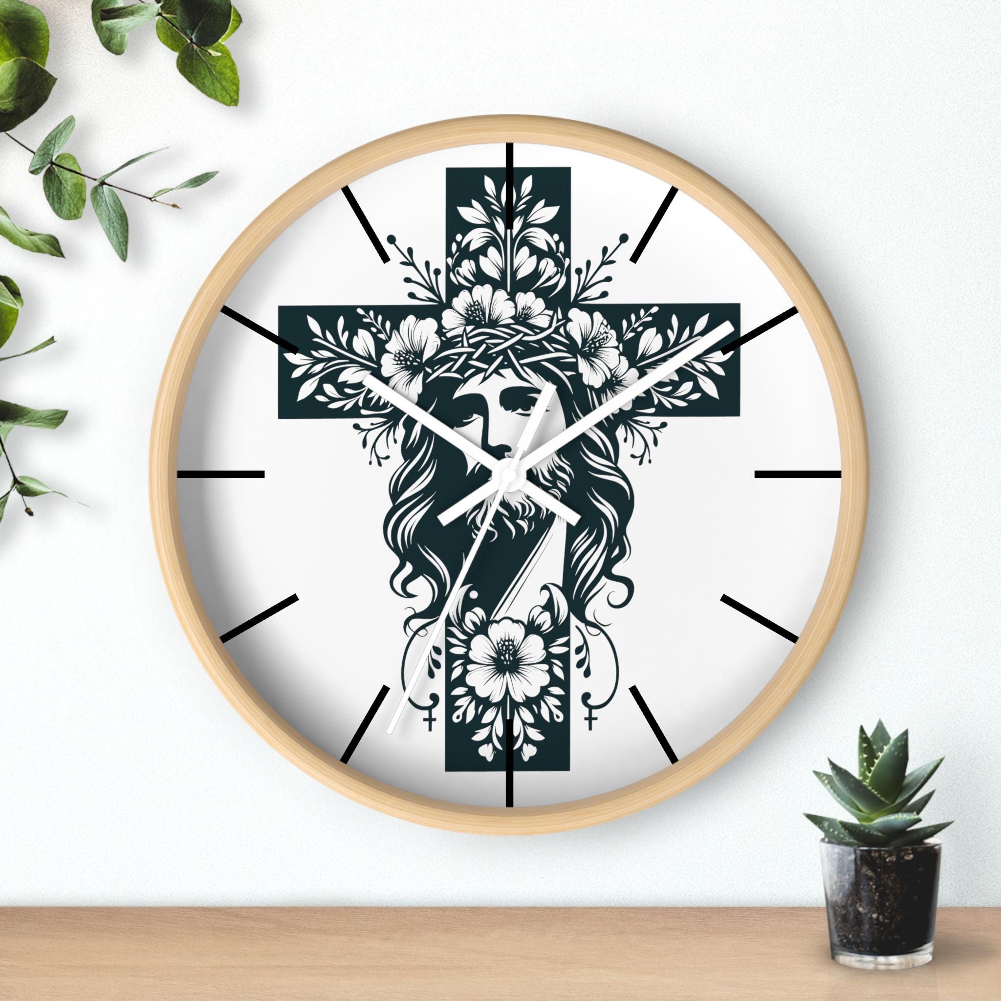 Vintage Jesus Floral Wall Clock, Christian Decor, Religious Home Decor ...