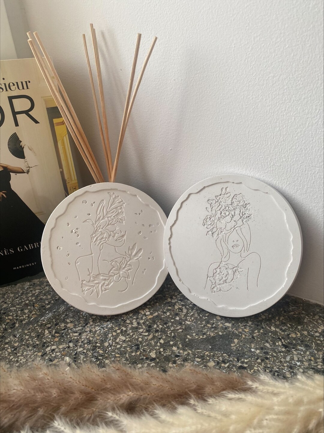 Gypsum Tray With a Picture of a Girl-candlestick-tray-candle Stand-gift ...